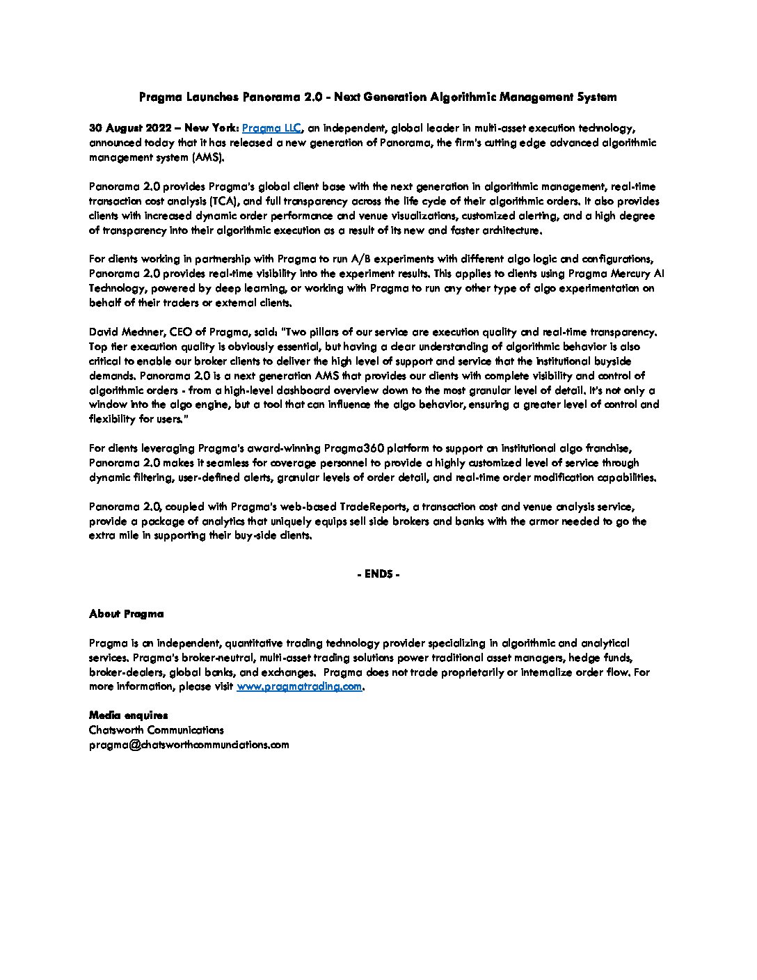 Pragma Launches Panorama 2.0 - Next Generation Algorithmic Management ...